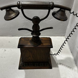 Vintage Metal Phone Wooden Clock Large Working 21 - Etsy