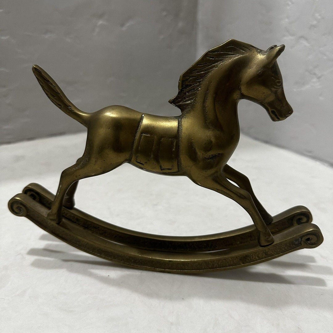 Vintage Solid Brass Rocking Horse 1970s 8.5x6 - Etsy