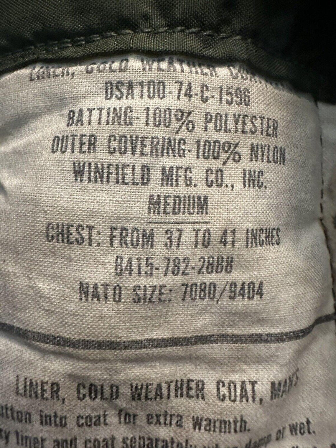 U.S. Army Vintage Vietnam Cold Weather Field Coat Size Medium Long With ...