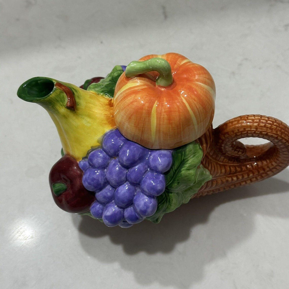 Vintage CBK Ltd Cornucopia Ceramic Teapot W Lid Fall Harvest ...