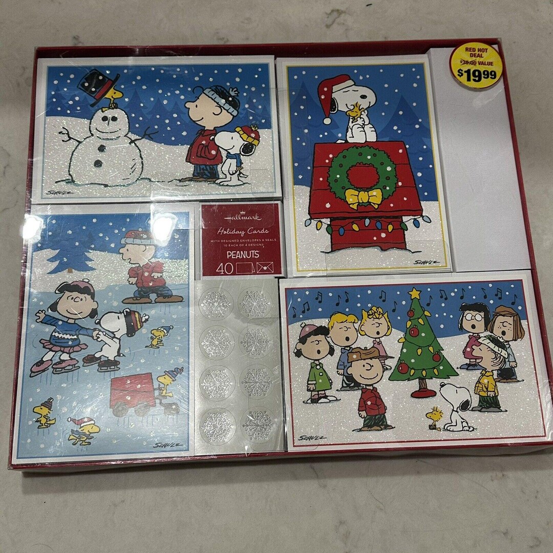 Hallmark Peanuts Snoopy 40 Holiday Cards 4 Designs Envelopes and Seals ...