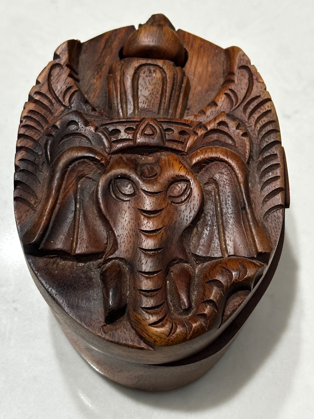 Hand Carved Wooden Elephant Puzzle Box Trinket Jewelry Balinesian Art ...