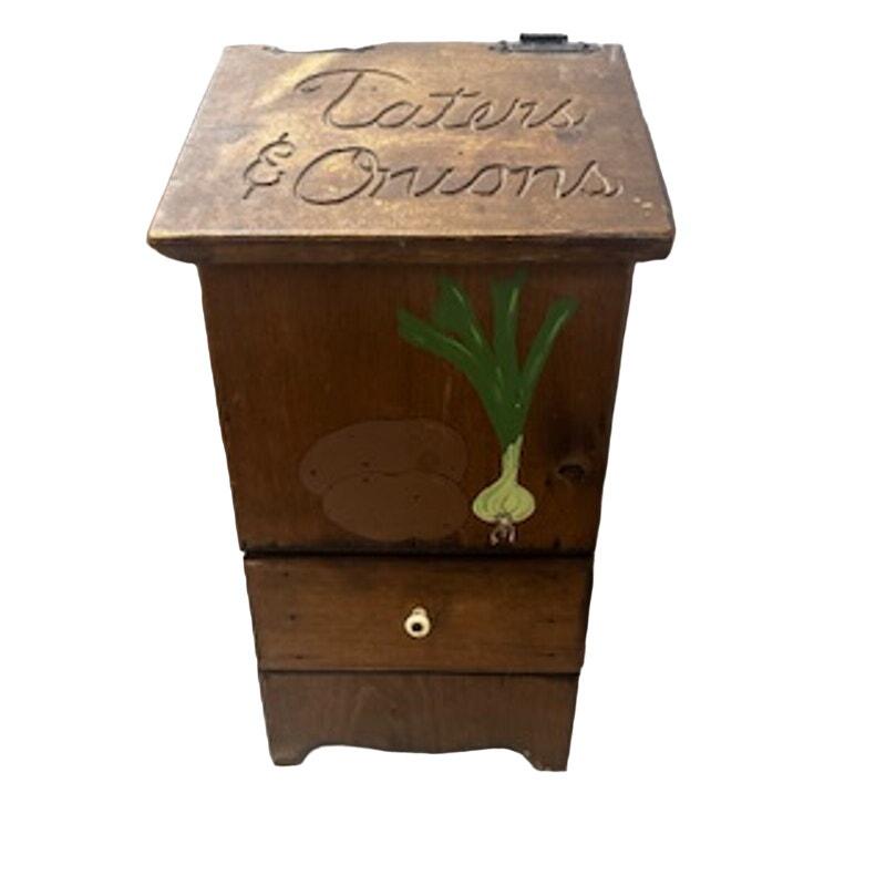 Vintage Solid Wood Tater & Onion Farmhouse Storage Bin W Drawer - Etsy