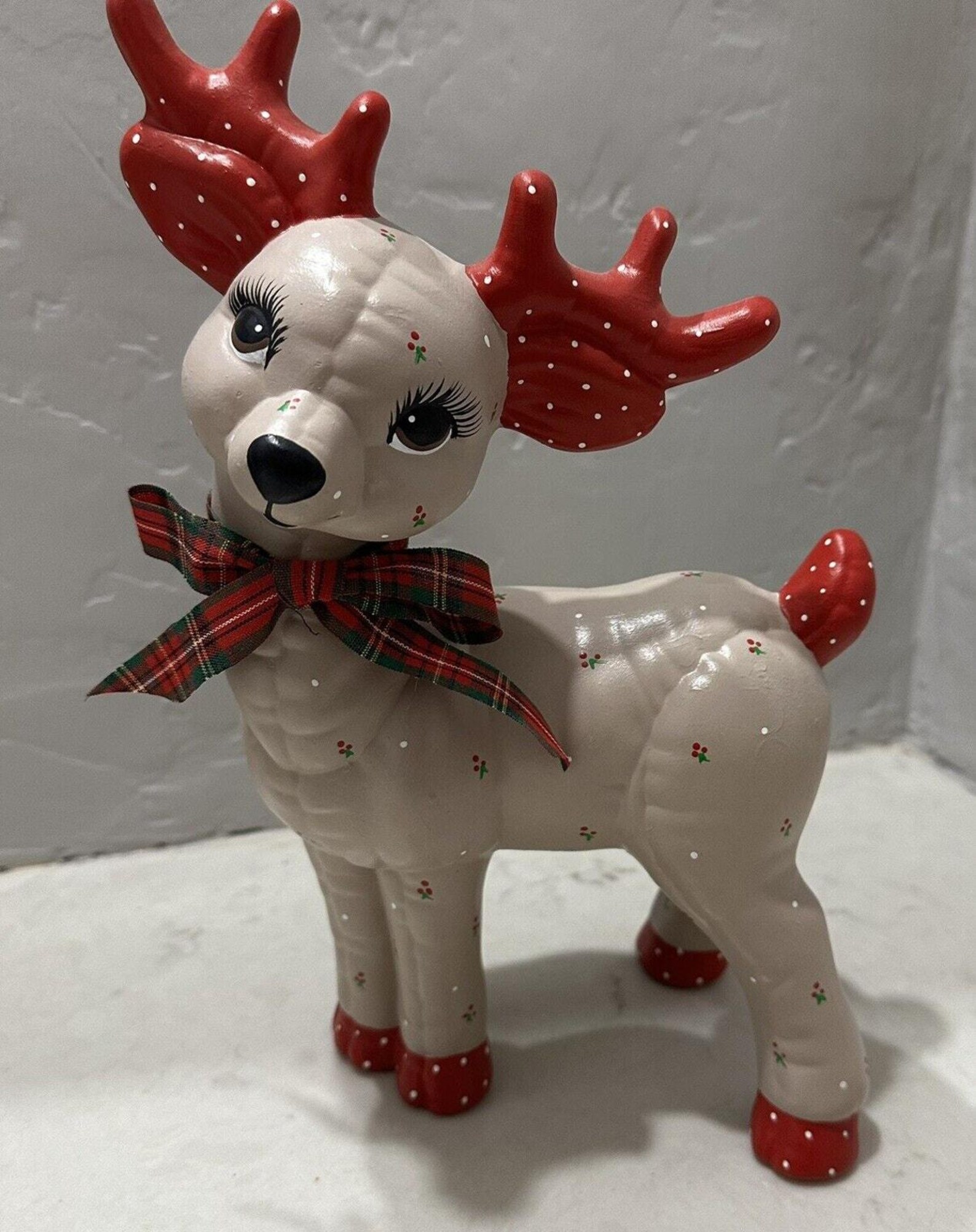 Vintage Kimple 1980s Reindeer Large Mold Ceramic Hand Painted Christmas ...