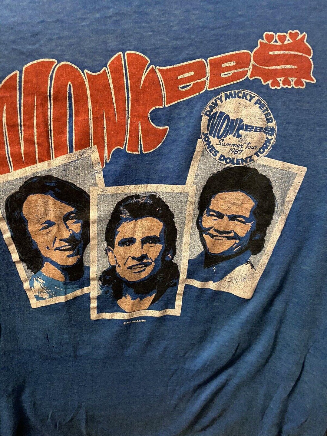 Vintage Original the Monkees Summer Tour 87 Blue Adult Single Stitch ...