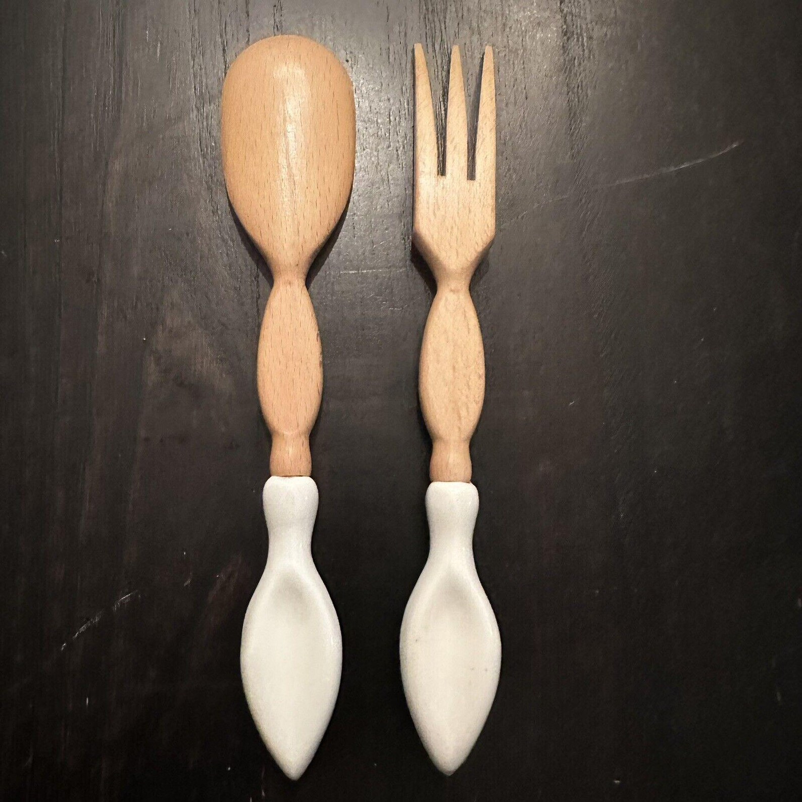 Vintage Positano Italy Hand Painted Ceramic Wood Salad Serving Spoon Fork Set - Etsy