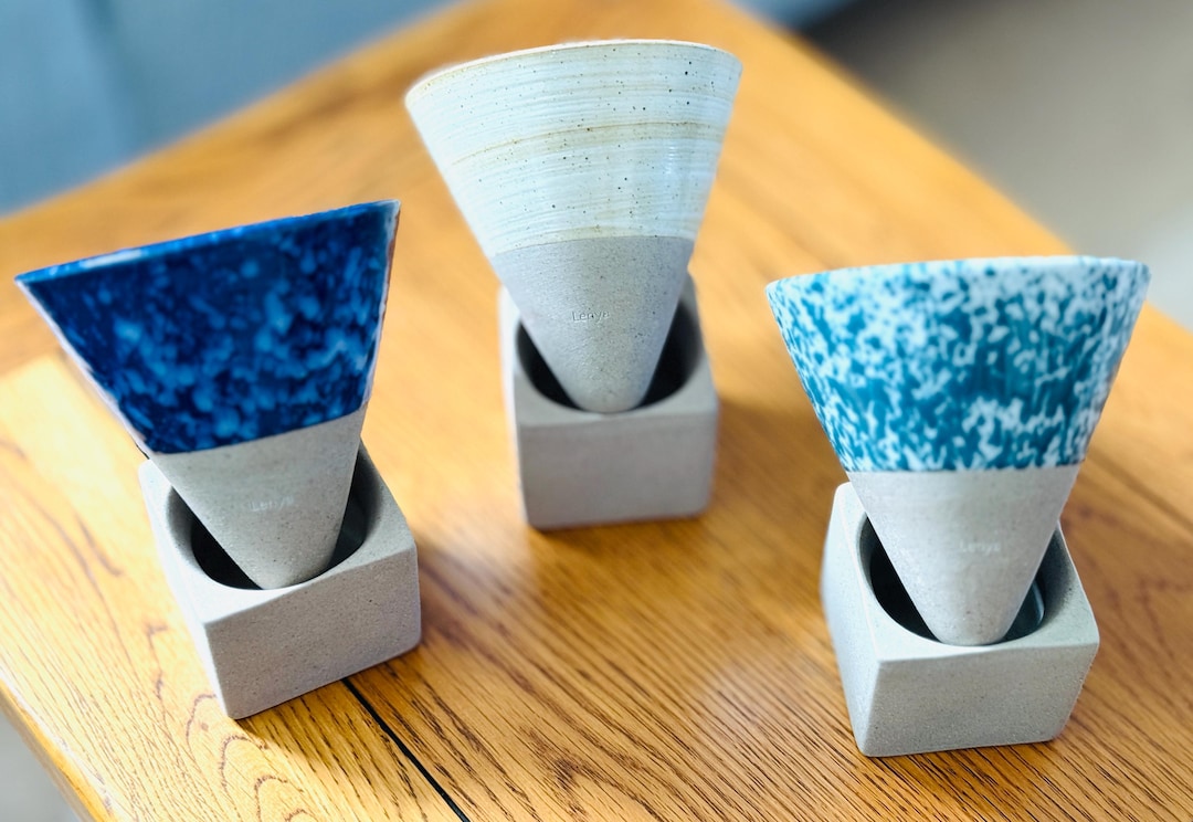 Handmade Ceramic Conical Cup With Stand – Unique & Elegant - 170ml/5 ...