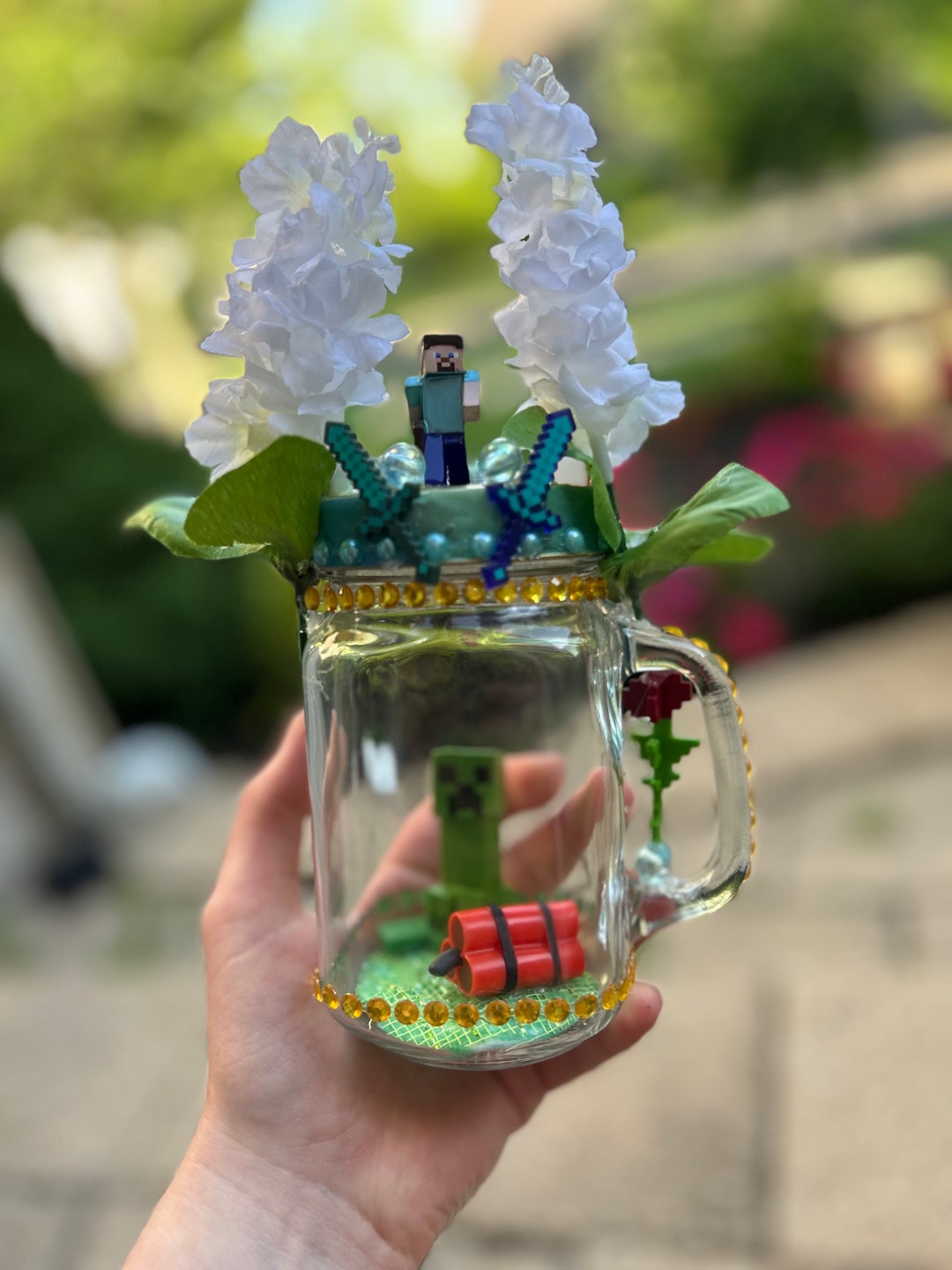 Minecraft Creeper Flower Jar Terrarium - Etsy