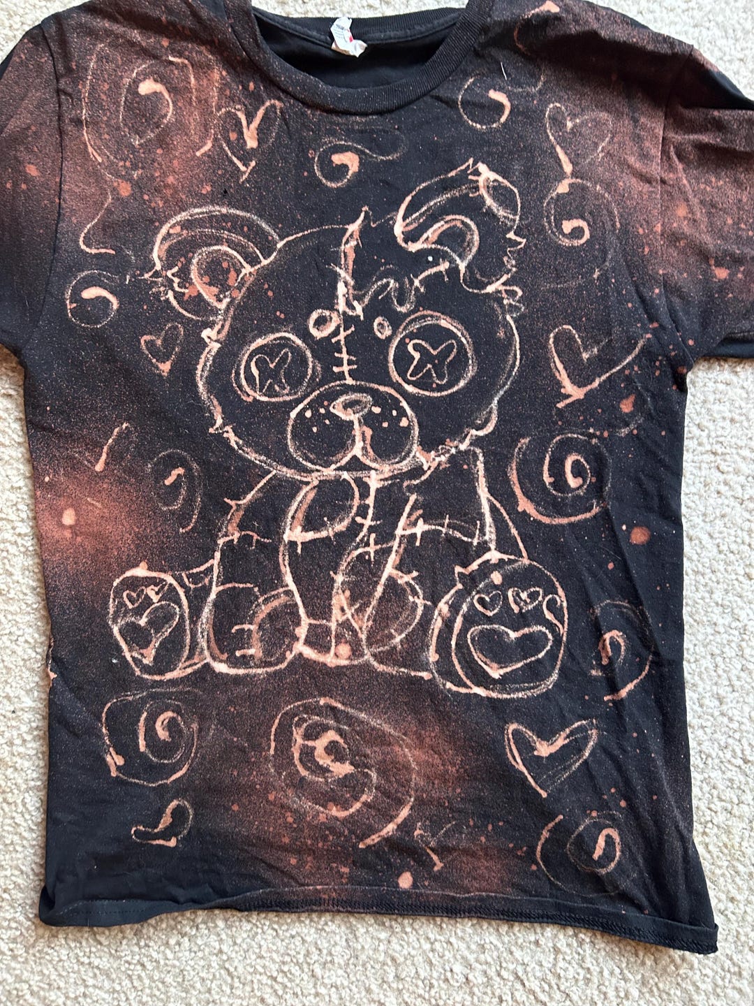 Bleach Dye Teddy Bear Shirt ( Made by Sunny ) - Etsy