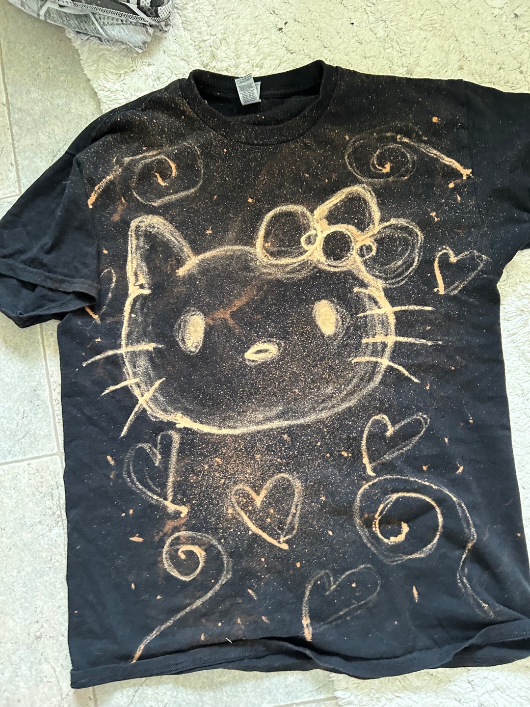 Bleach Dye Hello Kitty Shirt ( Made by Sunny ) - Etsy