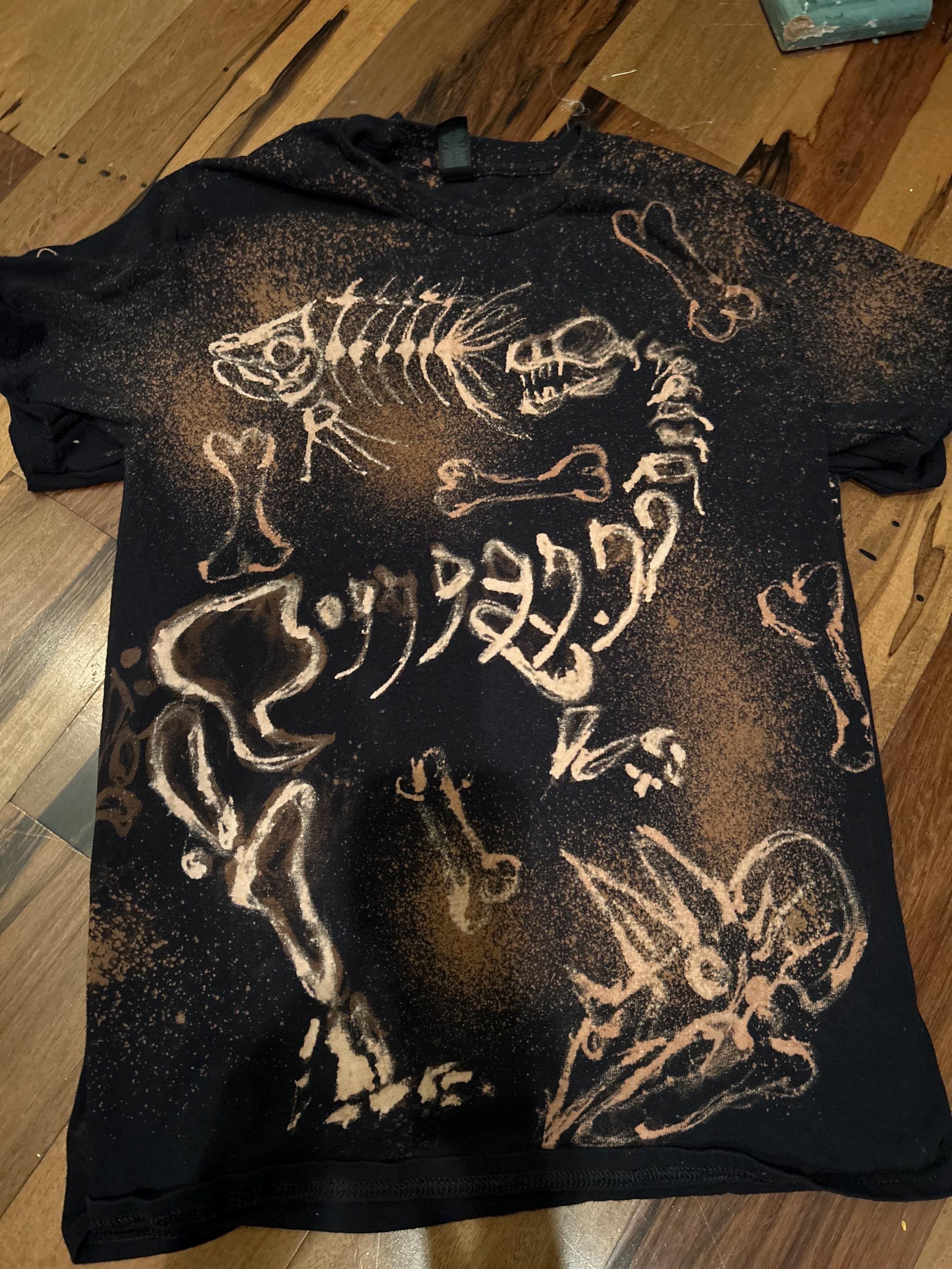 Bleach Dye Skeleton Dinosaur Shirt ( Made by Sunny ) - Etsy