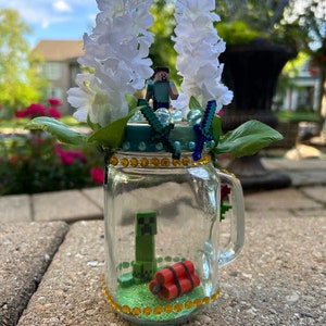 Minecraft Creeper Flower Jar Terrarium - Etsy