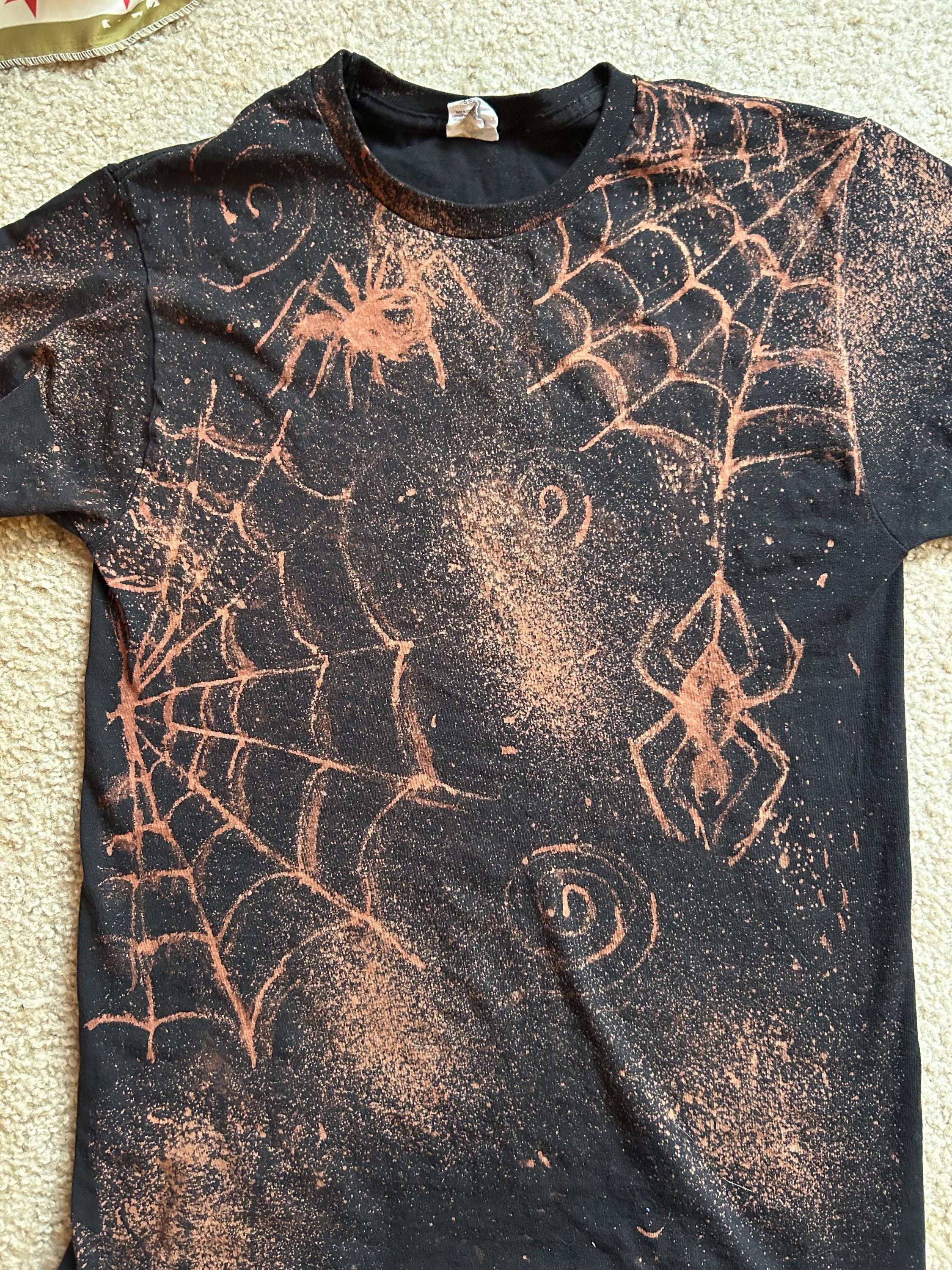 Bleach Dye Spiderwebs Shirt - Etsy