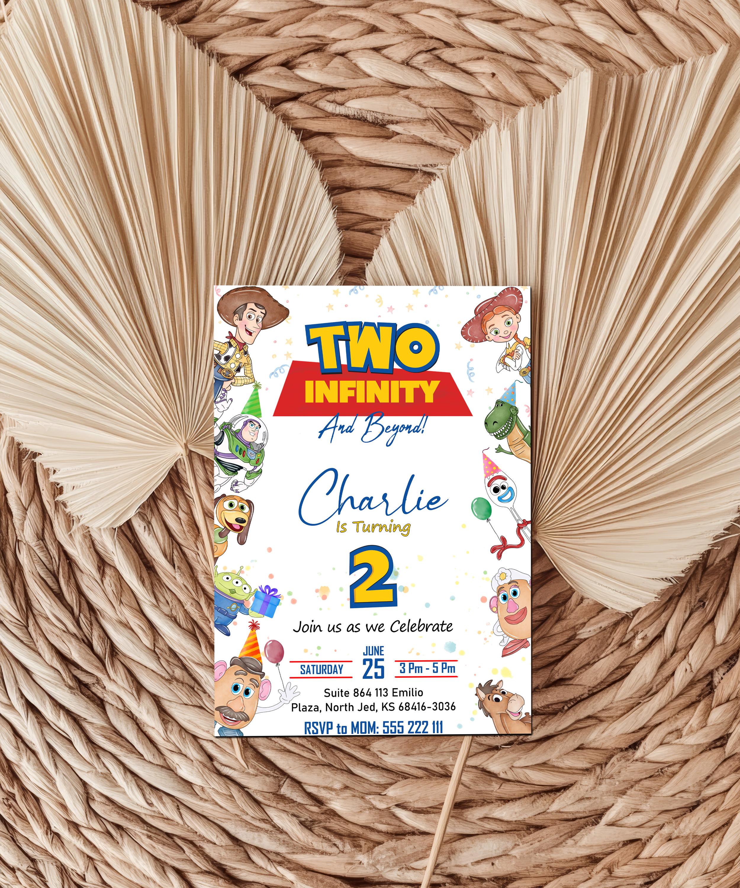 Invitación de cumpleaños editable Two infinity and Beyond / Invitación ...
