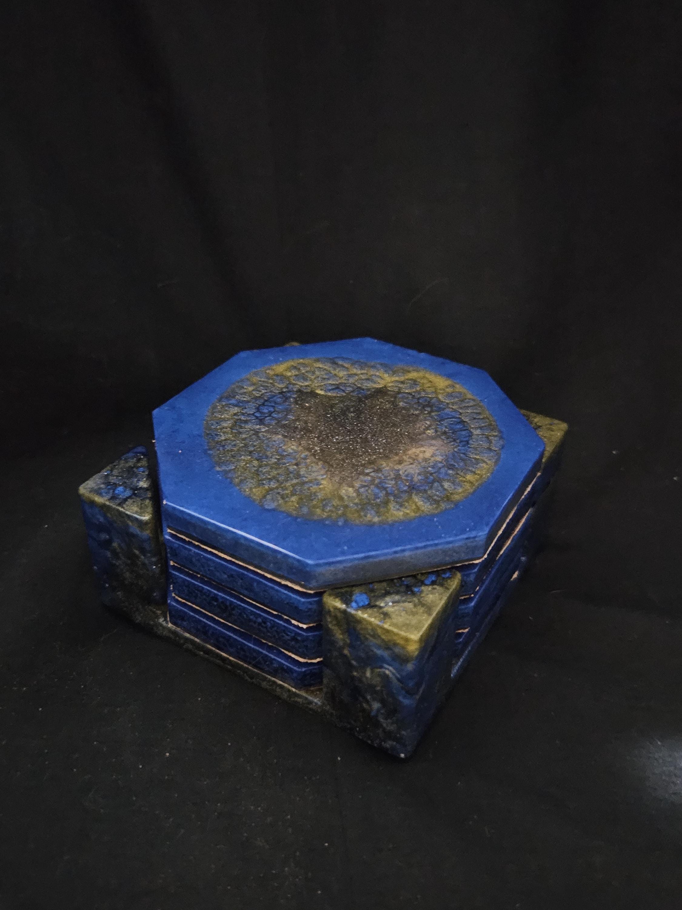 Octagon Coaster Set With Cork Bottom and Holder/base - Etsy