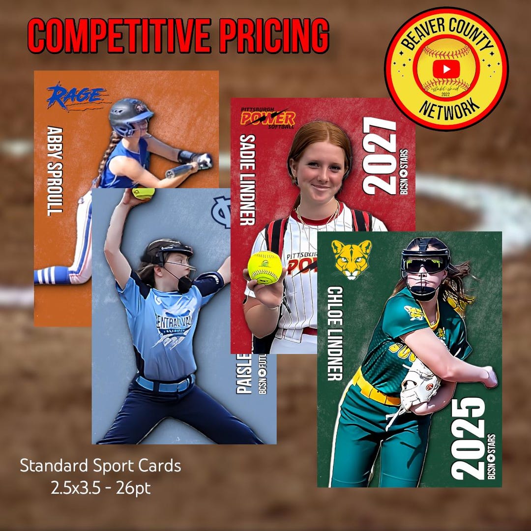 CUSTOM Youth Softball Cardssingle-sided Template Design26pt Metal Sport ...