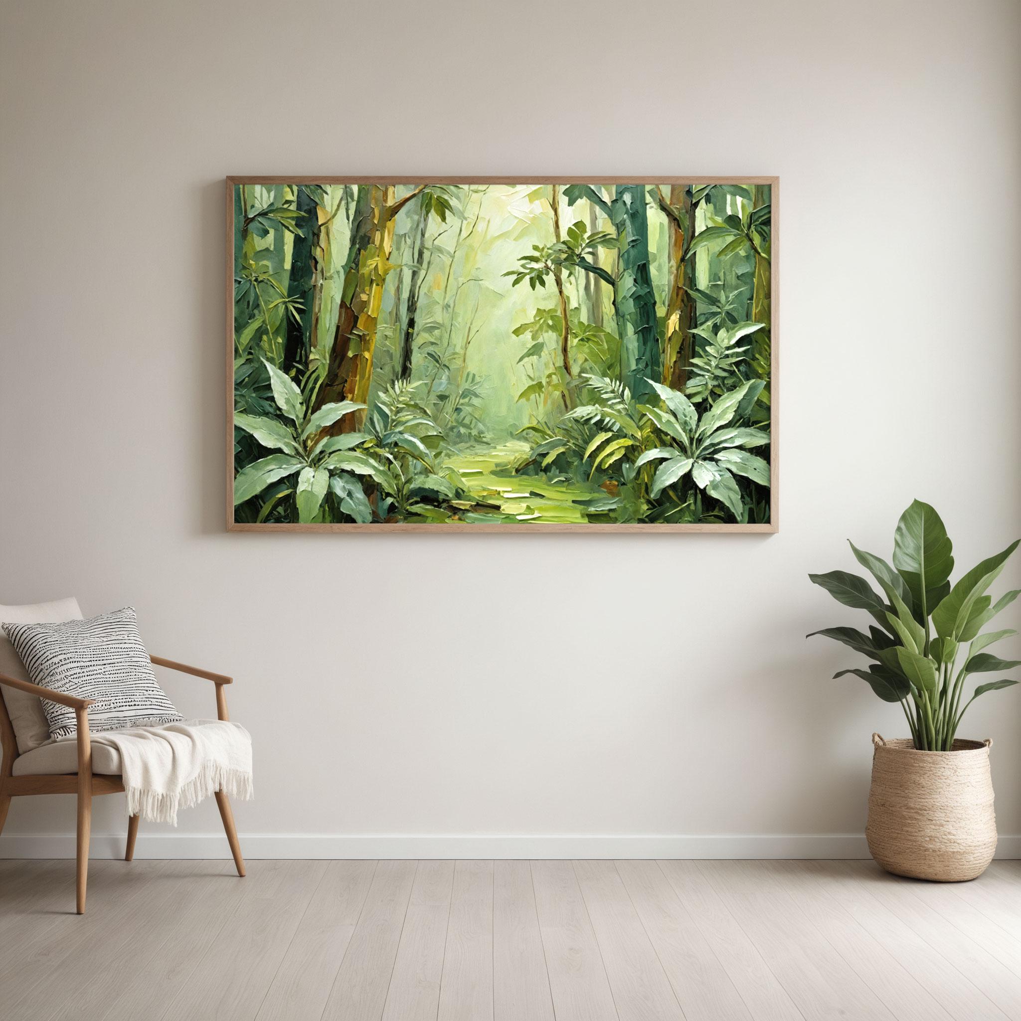 Jungle Painting Print | Impasto Oil Painting Digital Download | Wall ...