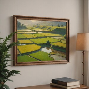 Rice Terraces Landscape Painting, Nature Oil Painting, Printable Art ...