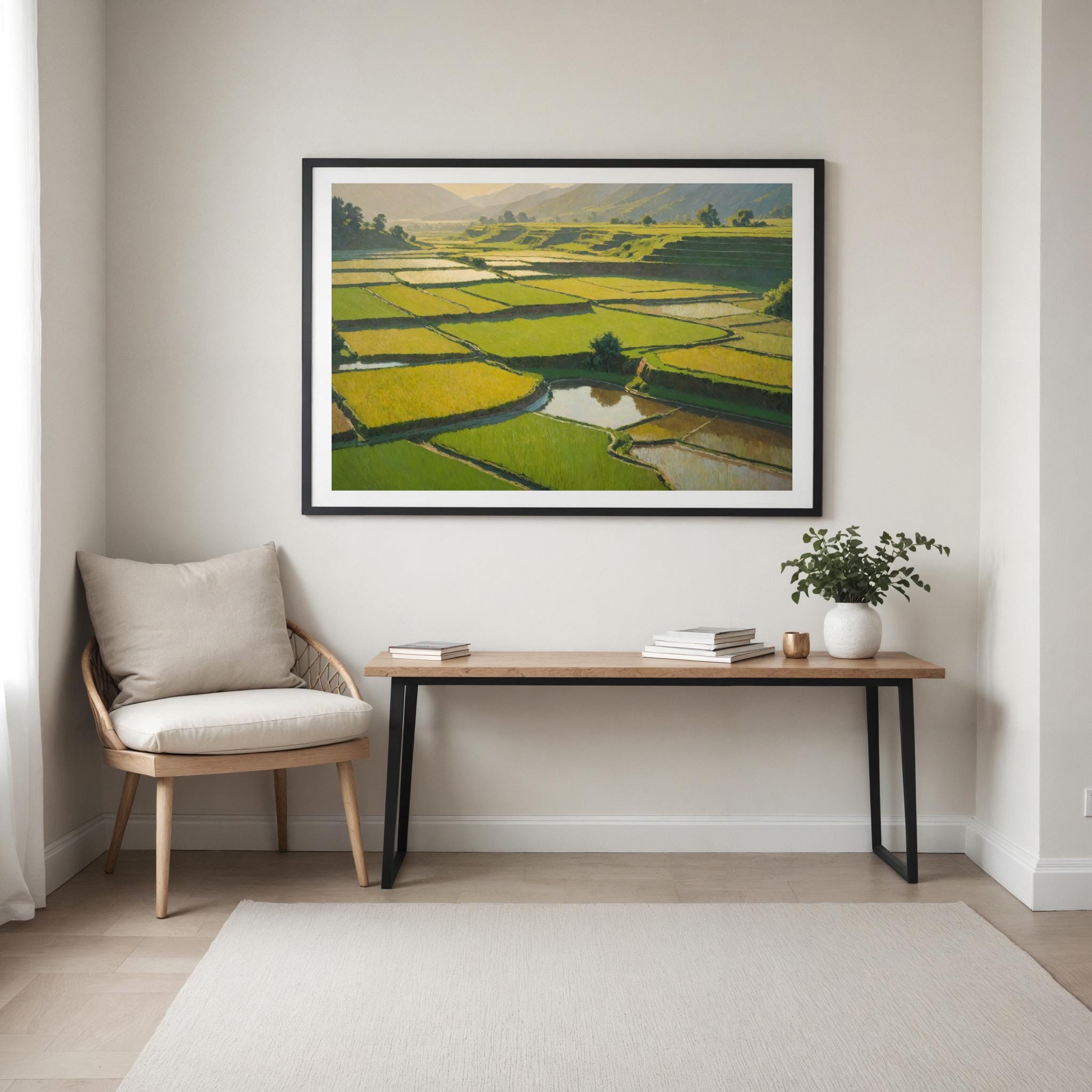 Rice Terraces Landscape Painting, Nature Oil Painting, Printable Art ...