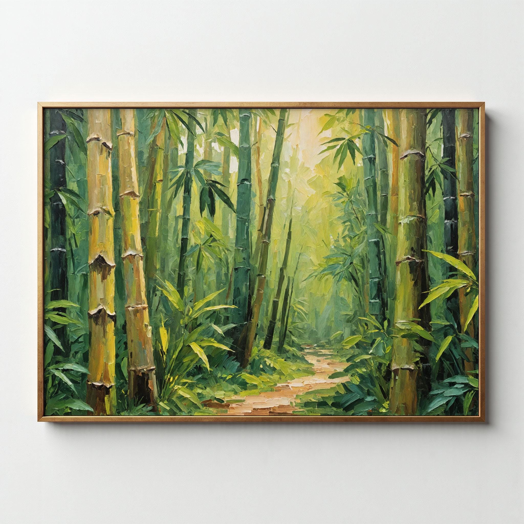 Bamboo Forest Wall Art Bamboo Painting Print Impasto Oil Painting ...