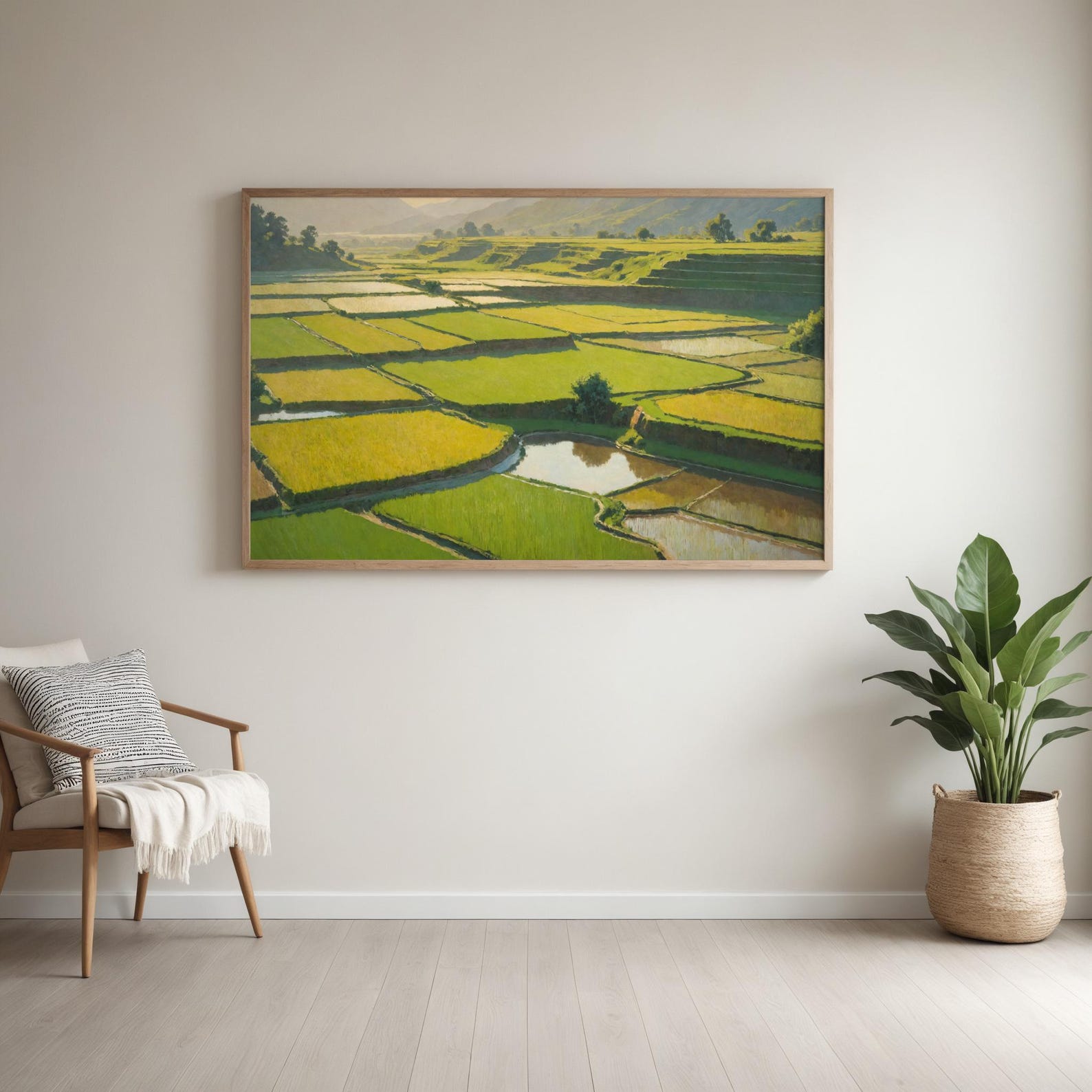 Rice Terraces Landscape Painting, Nature Oil Painting, Printable Art ...