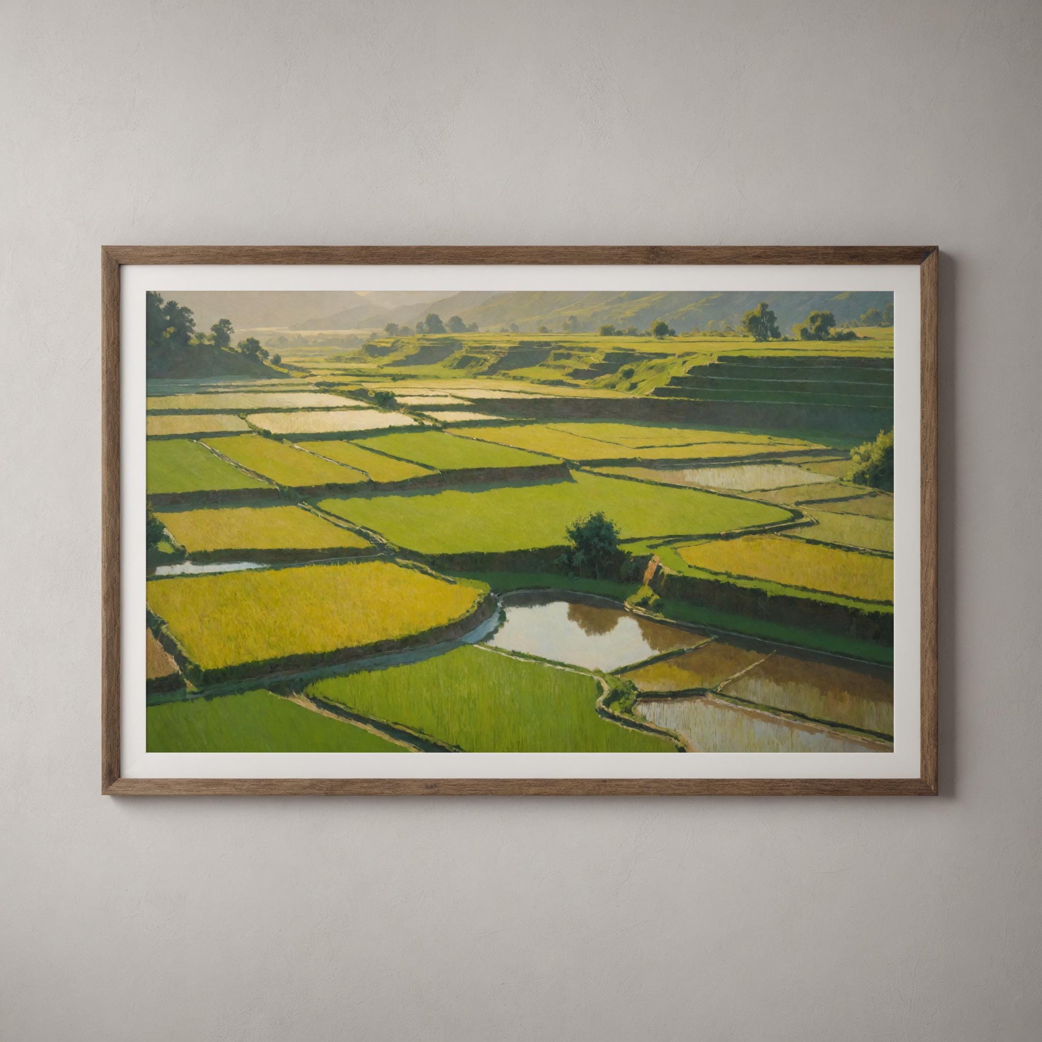Rice Terraces Landscape Painting, Nature Oil Painting, Printable Art ...
