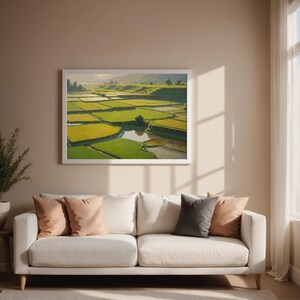 Rice Terraces Landscape Painting, Nature Oil Painting, Printable Art ...