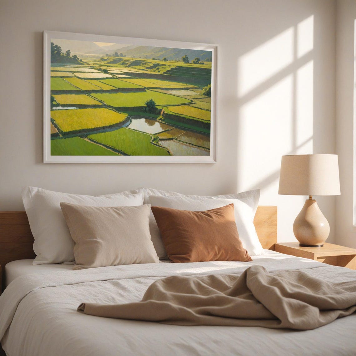 Rice Terraces Landscape Painting, Nature Oil Painting, Printable Art ...
