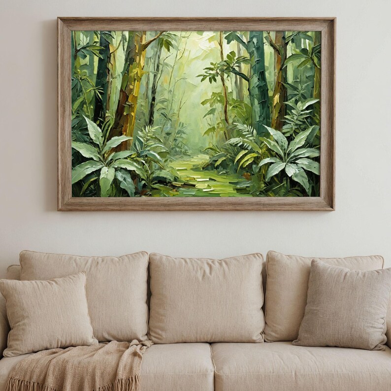 Jungle Painting Print | Impasto Oil Painting Digital Download | Wall ...