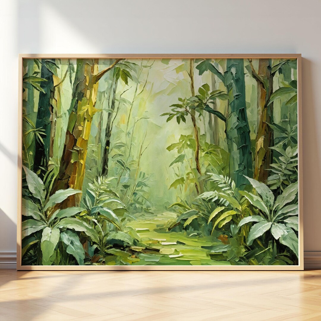 Jungle Painting Print | Impasto Oil Painting Digital Download | Wall ...