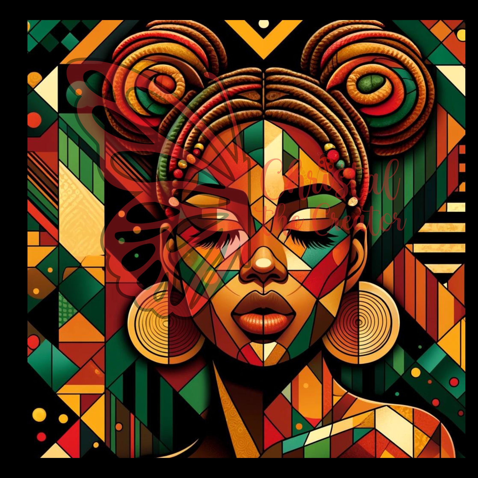 Vibrant Afrocentric Geometric Art Print Bold Colors & Cultural Elegance ...