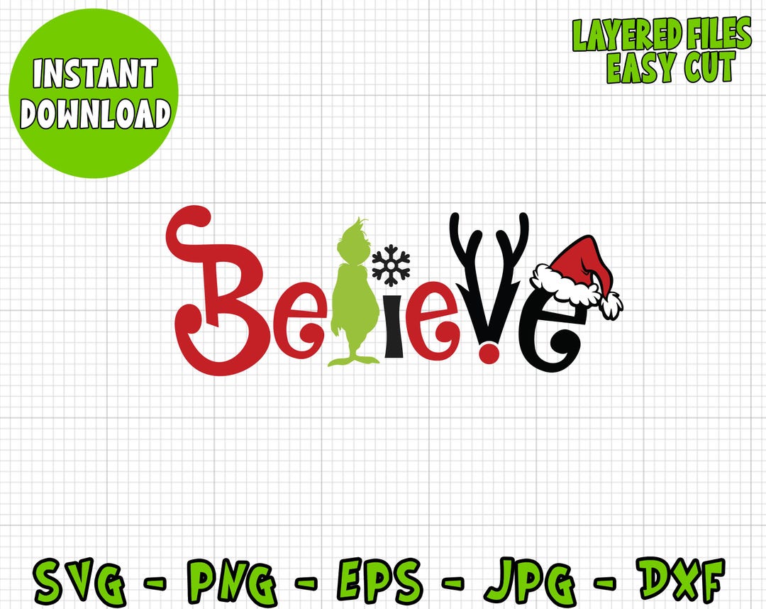 Believe Svg Layered Item, Clipart, Cricut Digital Vector Cut File, Svg ...