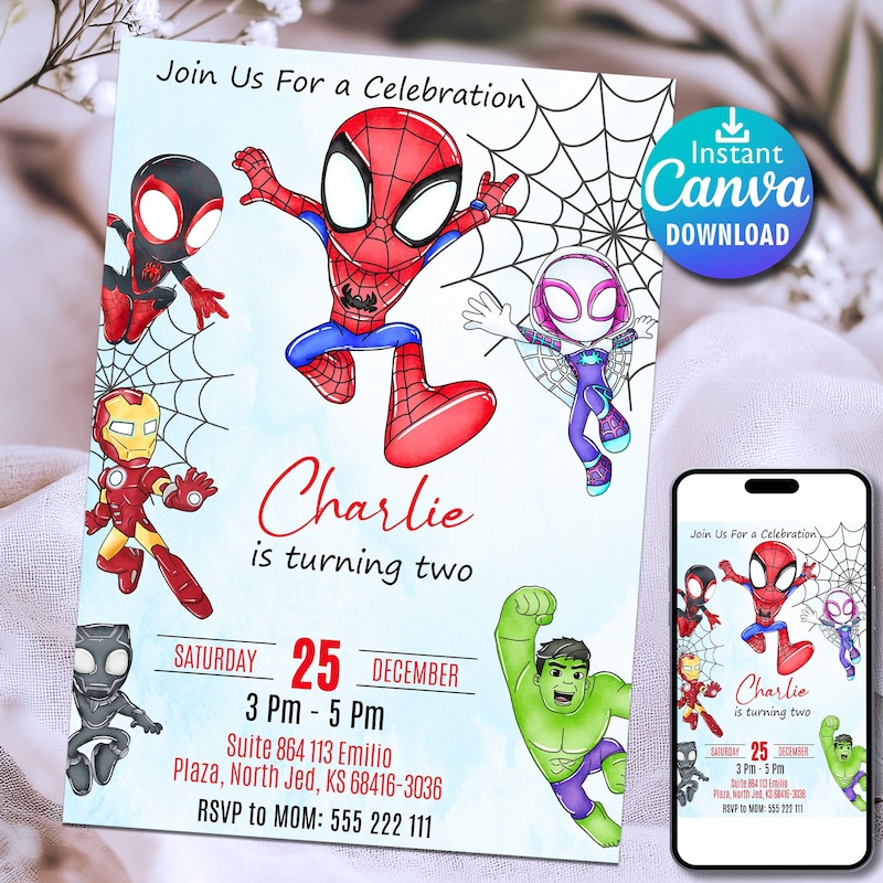 Digital Invite Spider Man - Etsy UK