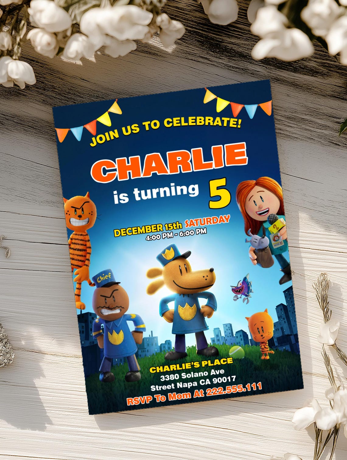 Editable Dog Man Birthday Invitation Template | Dog Man Invitation ...