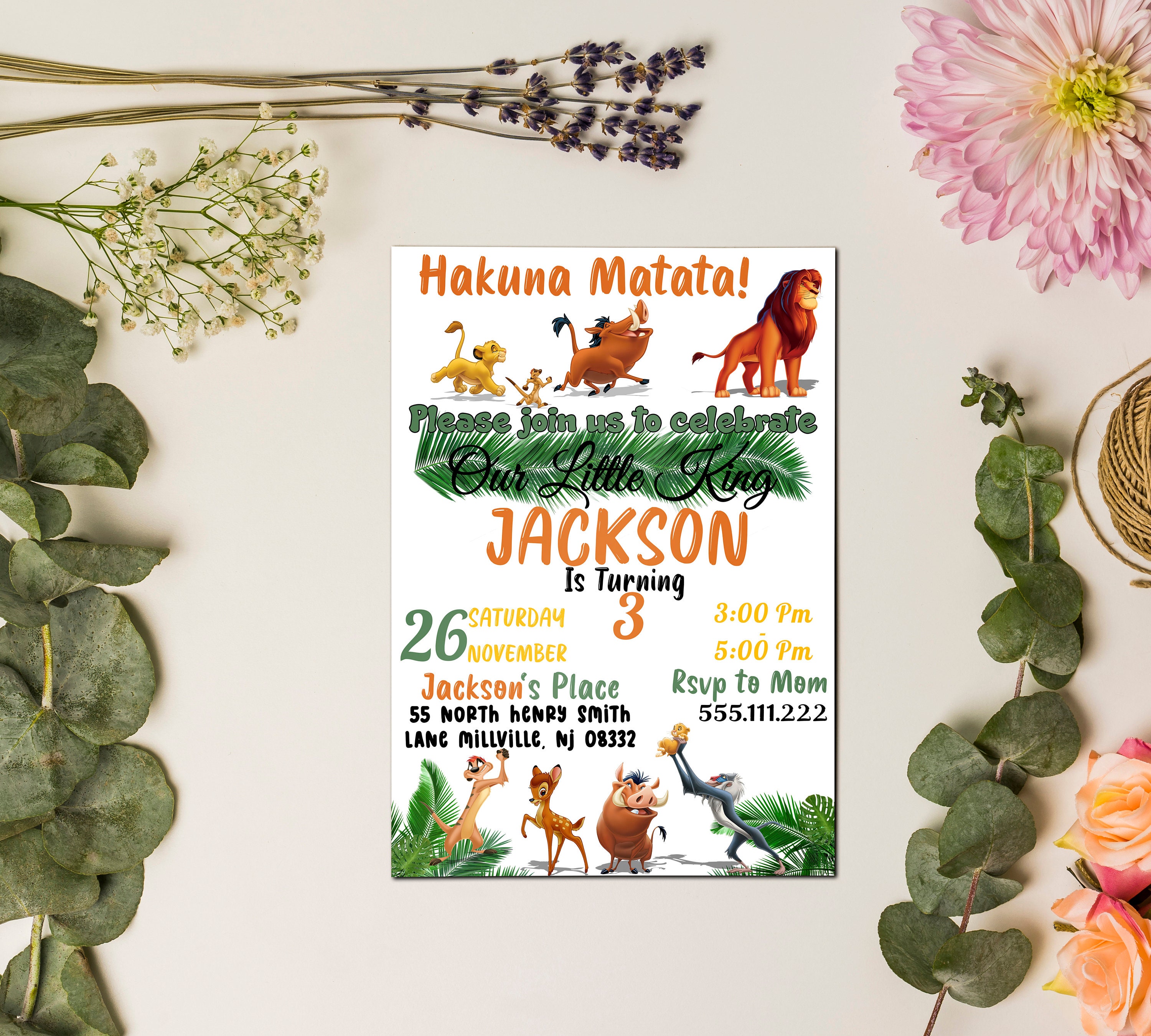 Editable Lion King Birthday Invitation Template the Lion King Birthday ...