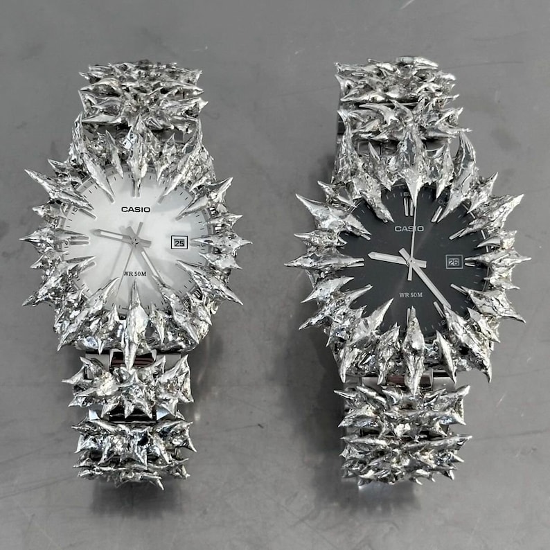 Custom Alabaster Watch Gothic Spike Style Hand-made Wristwatches ...