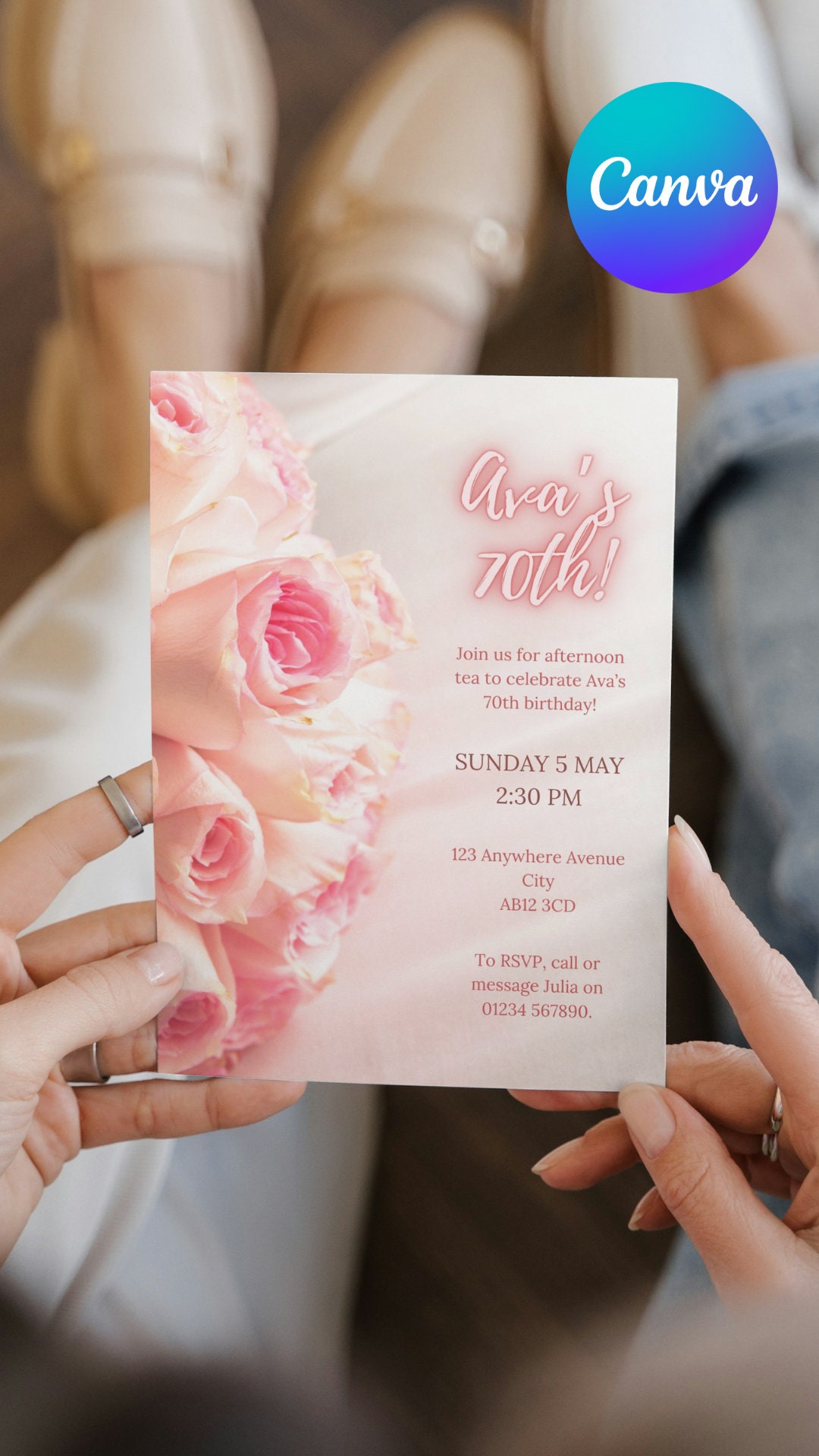 Pink Birthday Party Invitation, Rose Party Invite, Pink Rose Invite ...