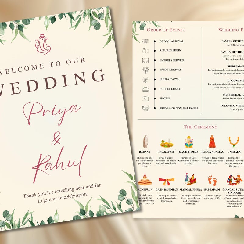 Hindu Wedding Program - Etsy