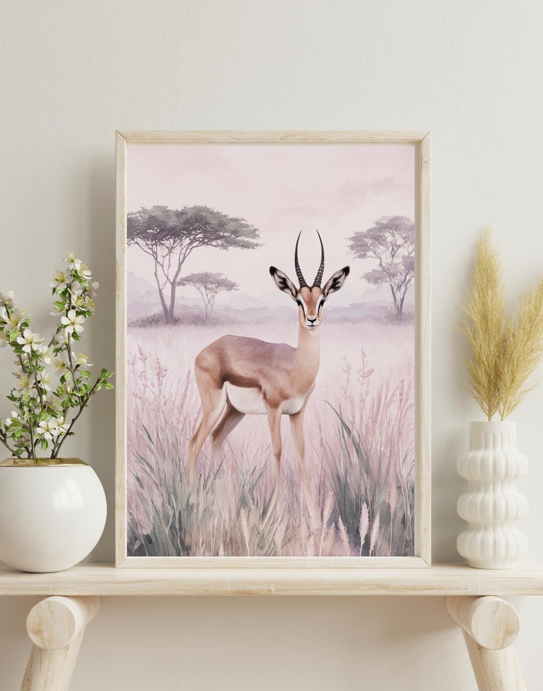 Watercolor Gazelle Print – Pastel Safari Nursery Wall Art (digital ...
