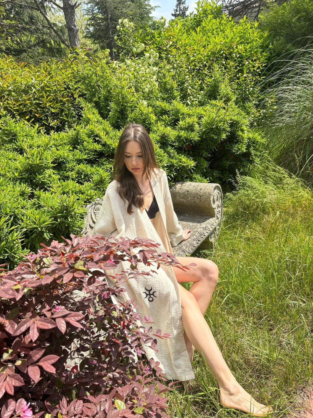 Hemp Cotton Kimono Robe Women Boho Wrap Cardigan Top Maxi Bohemian ...