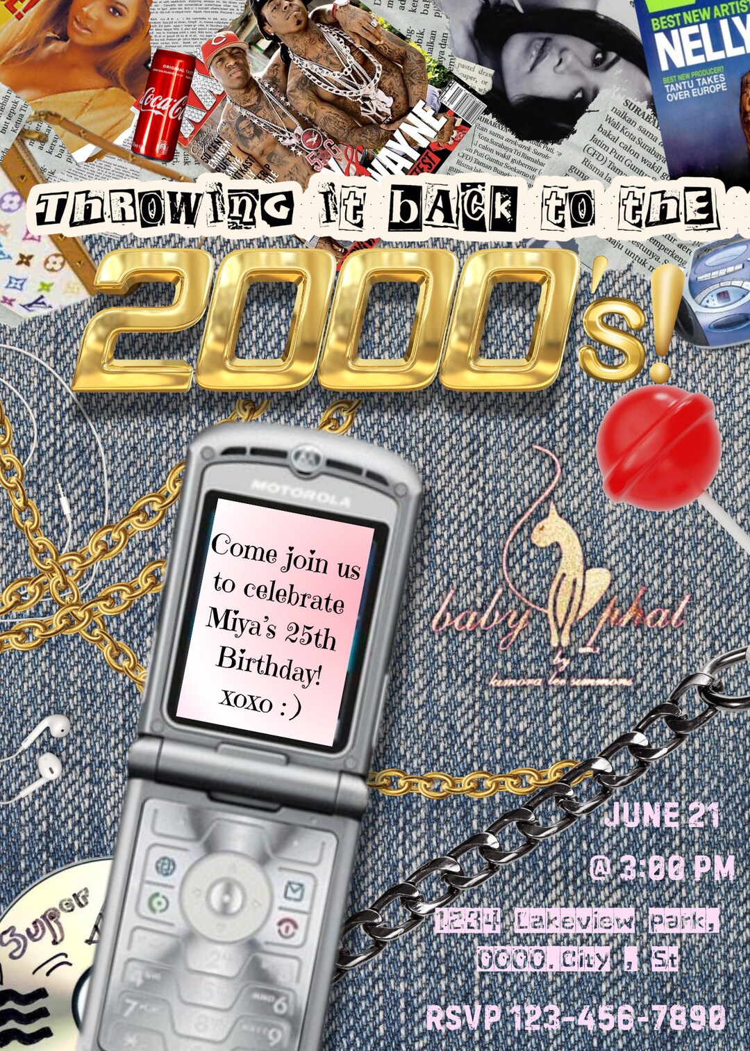 Throwback Early 2000s Themed Birthday Party Invite Y2K Party Invitation ...