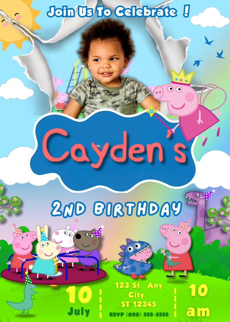 Peppa Pig Birthday Invitation Peppa Pig Invitation Peppa Pig Party Kids ...
