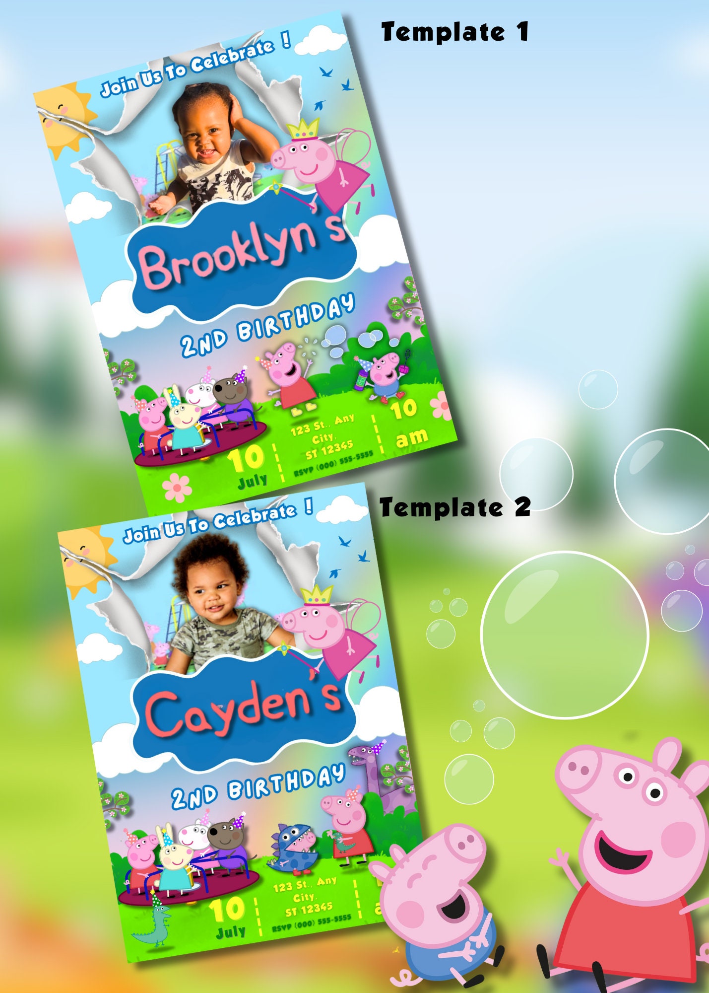 Peppa Pig Birthday Invitation Peppa Pig Invitation Peppa Pig Party Kids ...