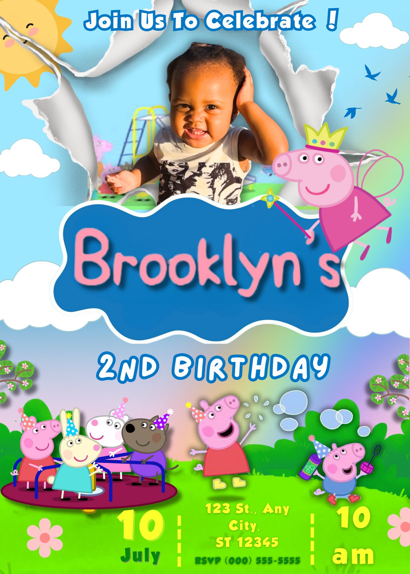 Peppa Pig Birthday Invitation Peppa Pig Invitation Peppa Pig Party Kids ...