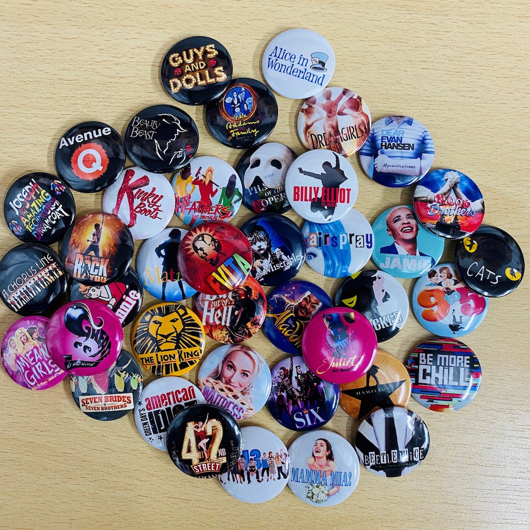 Handmade 32mm Pin Badges for Broadway and West End Fans - Customize ...