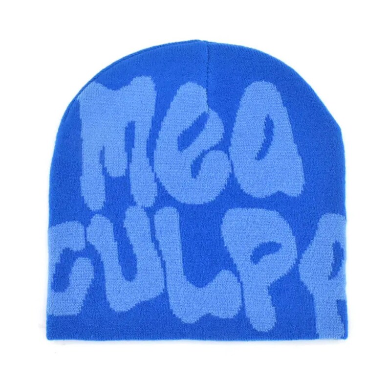 Blue Y2K MEA CULPA Beanie - Etsy