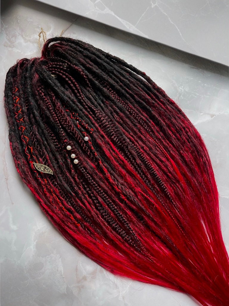 Black and Red Ombre Dreadlocks Set Witchy Spooky Bloody Goth Dreadlocks ...