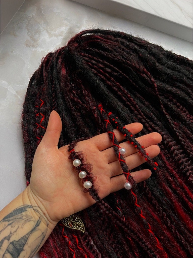Black and Red Ombre Dreadlocks Set Witchy Spooky Bloody Goth Dreadlocks ...