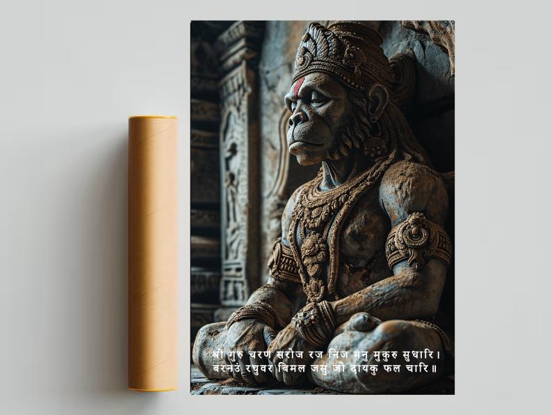 Hanuman Statue Wall Art Premium Matte Poster & Digital Download ...