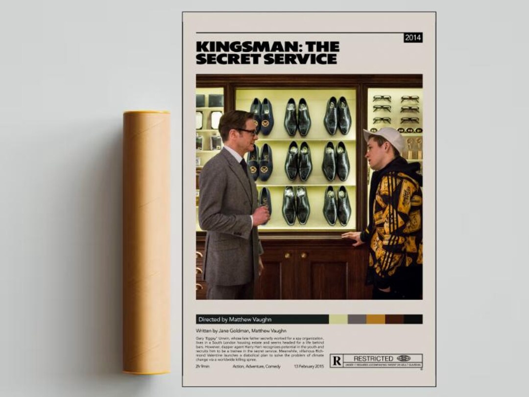 Kingsman Movie Poster, Vintage Movie Posters , Wall Art Print , Digital ...